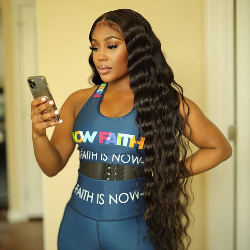 30-40in Long Wig HD Lace 13x4 Lace Front Wig Loose Deep Wave Undetecte ...