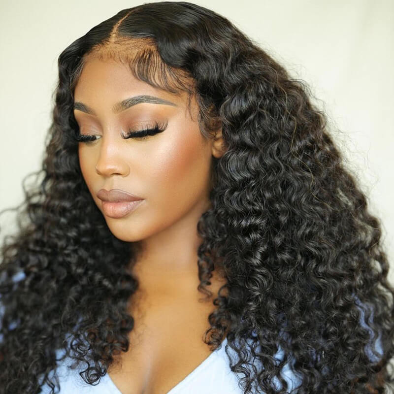 30-40in Long Wig HD Lace 13x6 Lace Front Wig Curly Deep Wave Undetecte ...